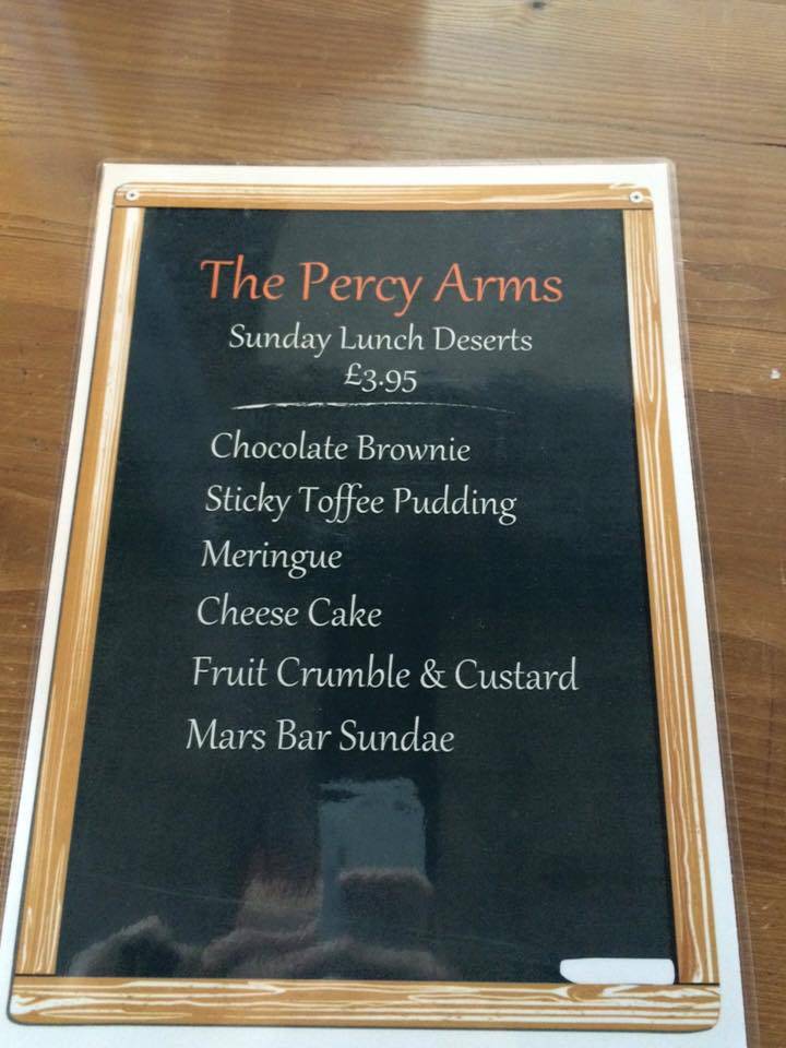 Menu at The Percy Arms Walbottle pub & bar, Newcastle upon Tyne, Queens Rd