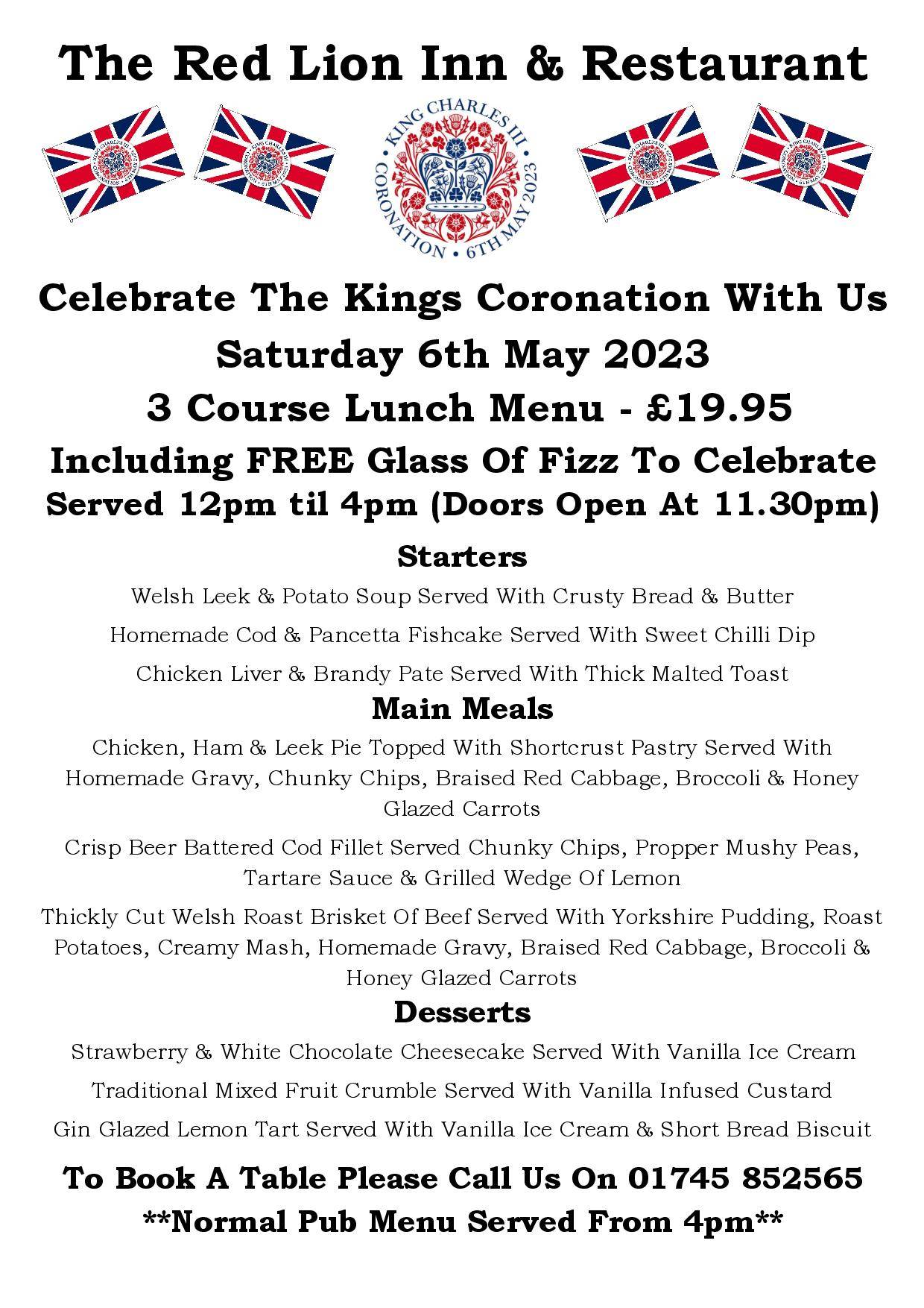 Menu at The Red Lion Inn pub & bar, Prestatyn, 4 Ffordd Talargoch