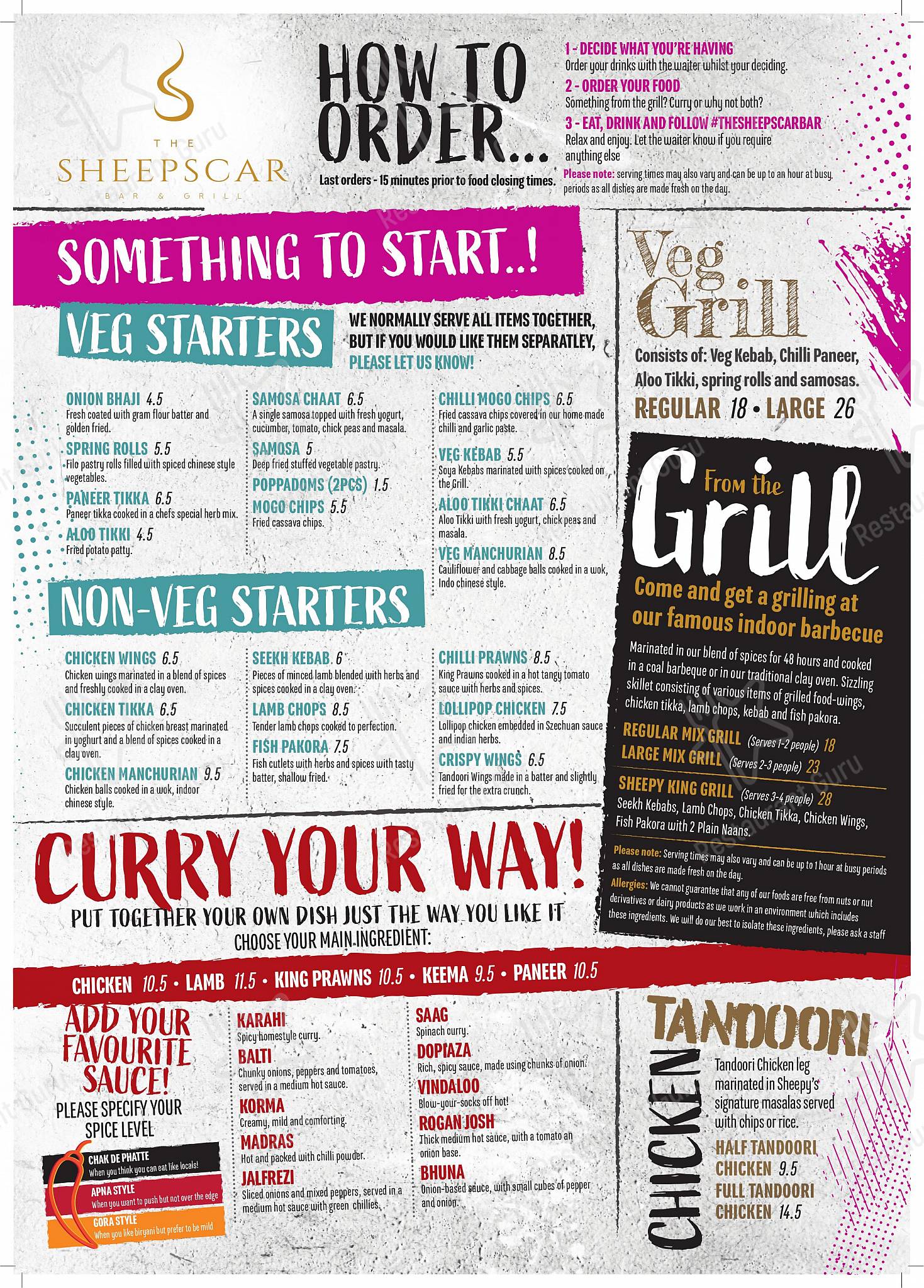 Menu at Sheepscar Bar & Grill, Leeds