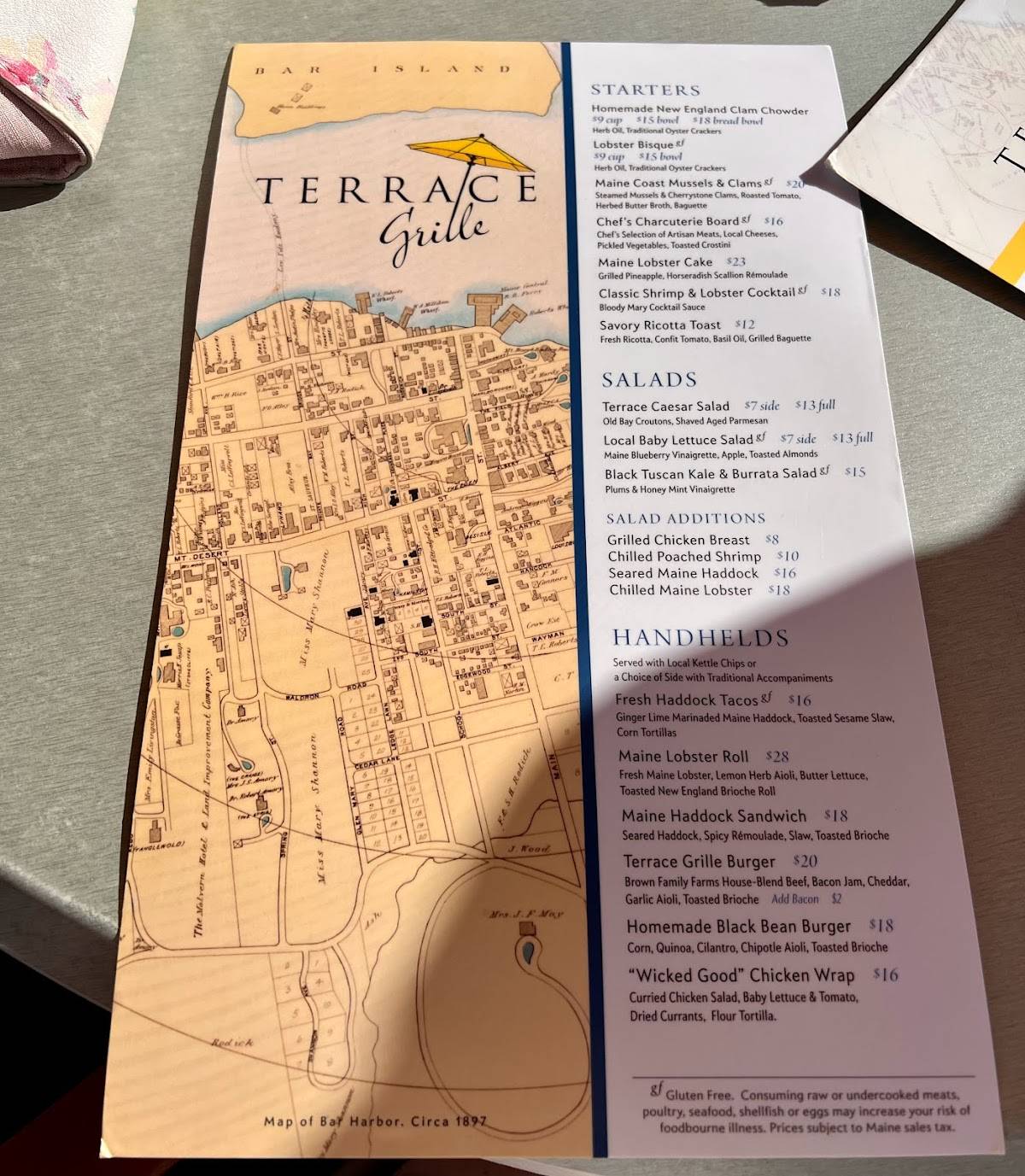 Menu at The Terrace Grille pub & bar, Bar Harbor