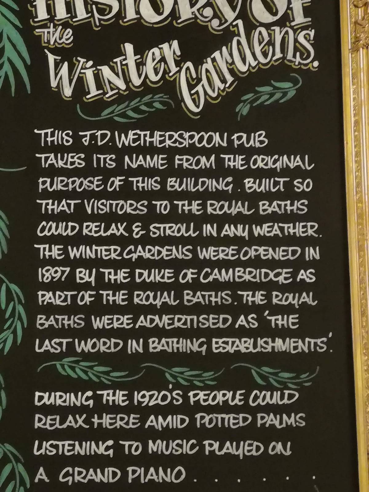 Menu at The Winter Gardens - JD Wetherspoon pub & bar, Harrogate