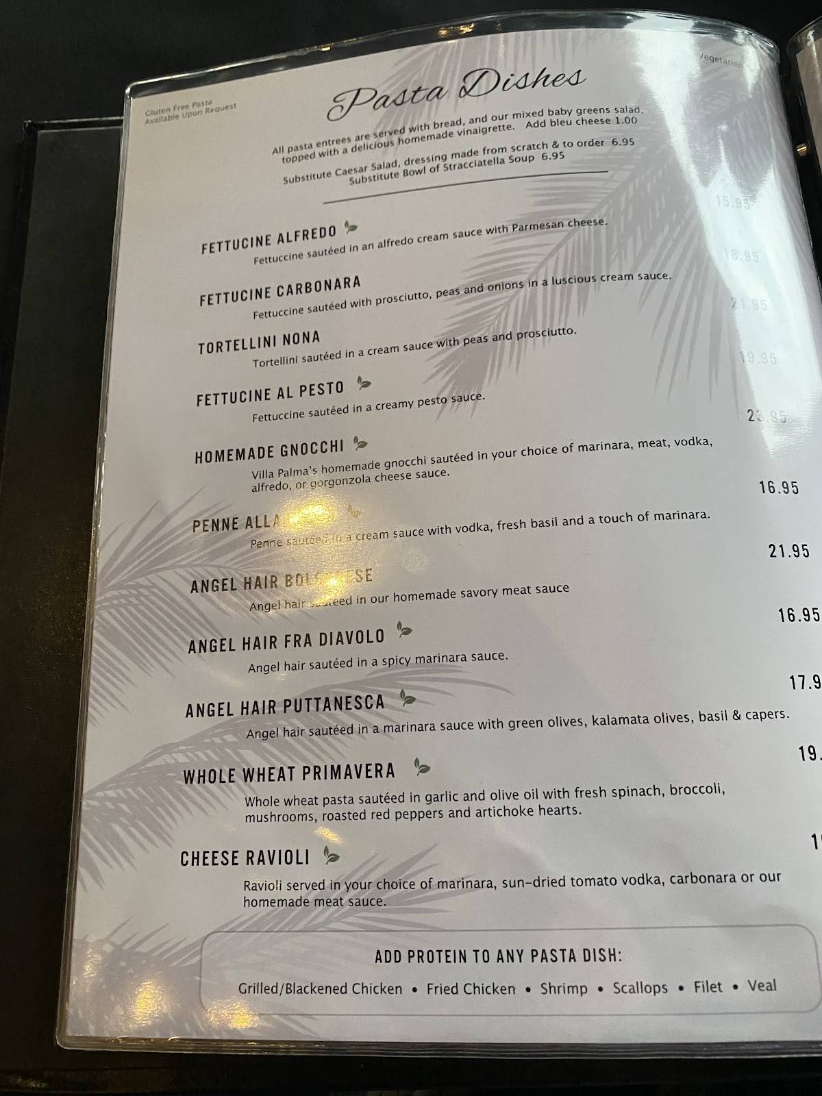 Menu at Villa Palma at the Village pub & bar, Cocoa