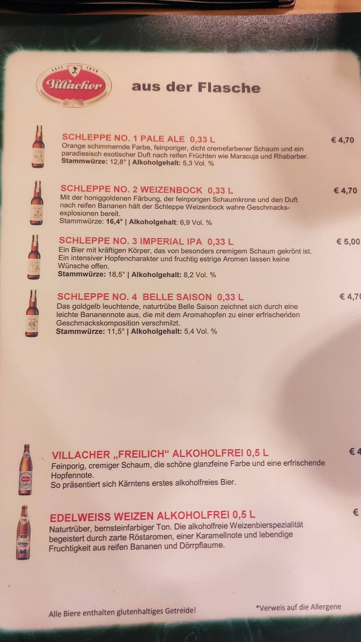 Speisekarte von Villacher Brauhof pub & Bar, Villach