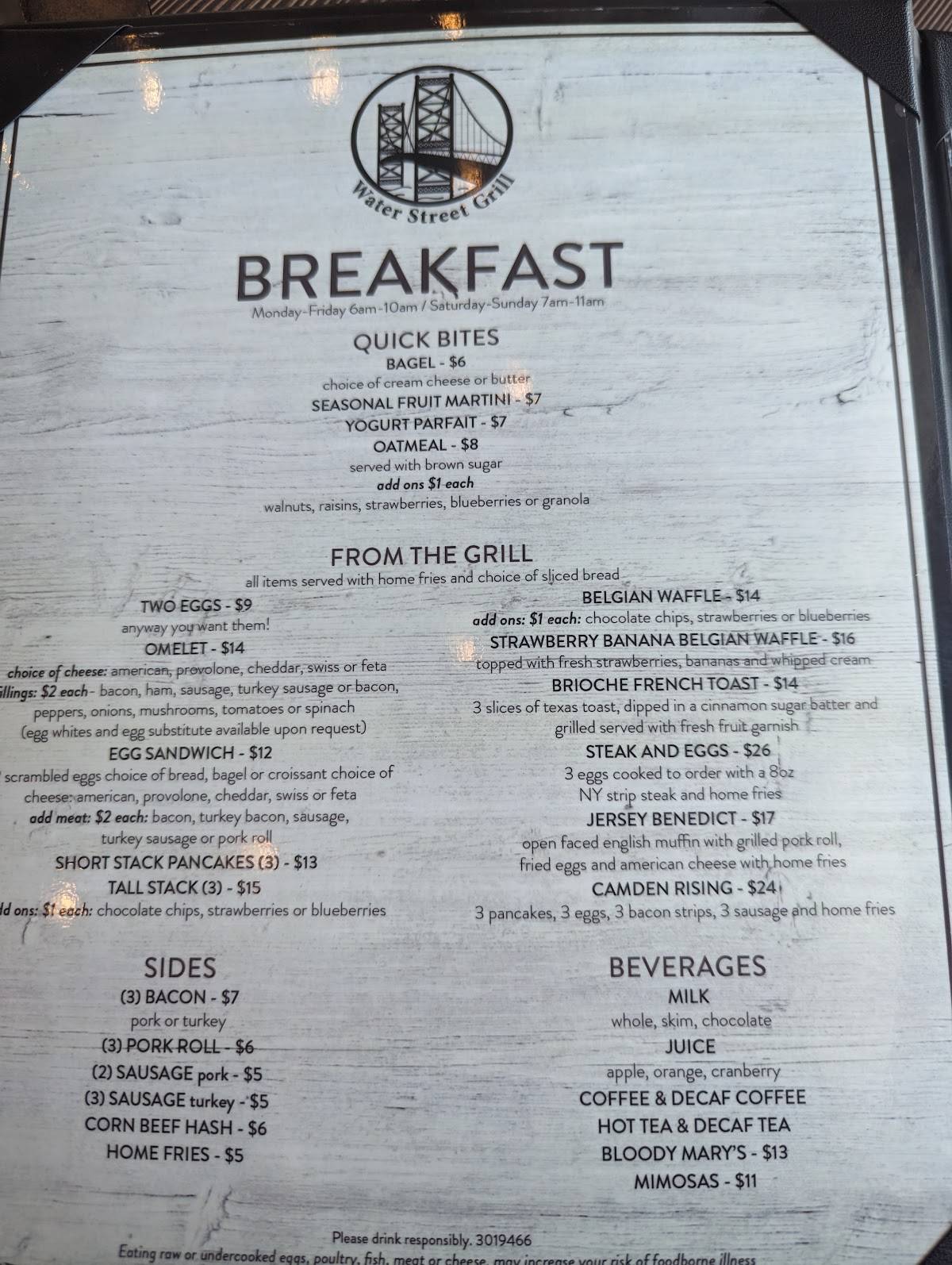 Menu at Water Street Grill desserts, Camden