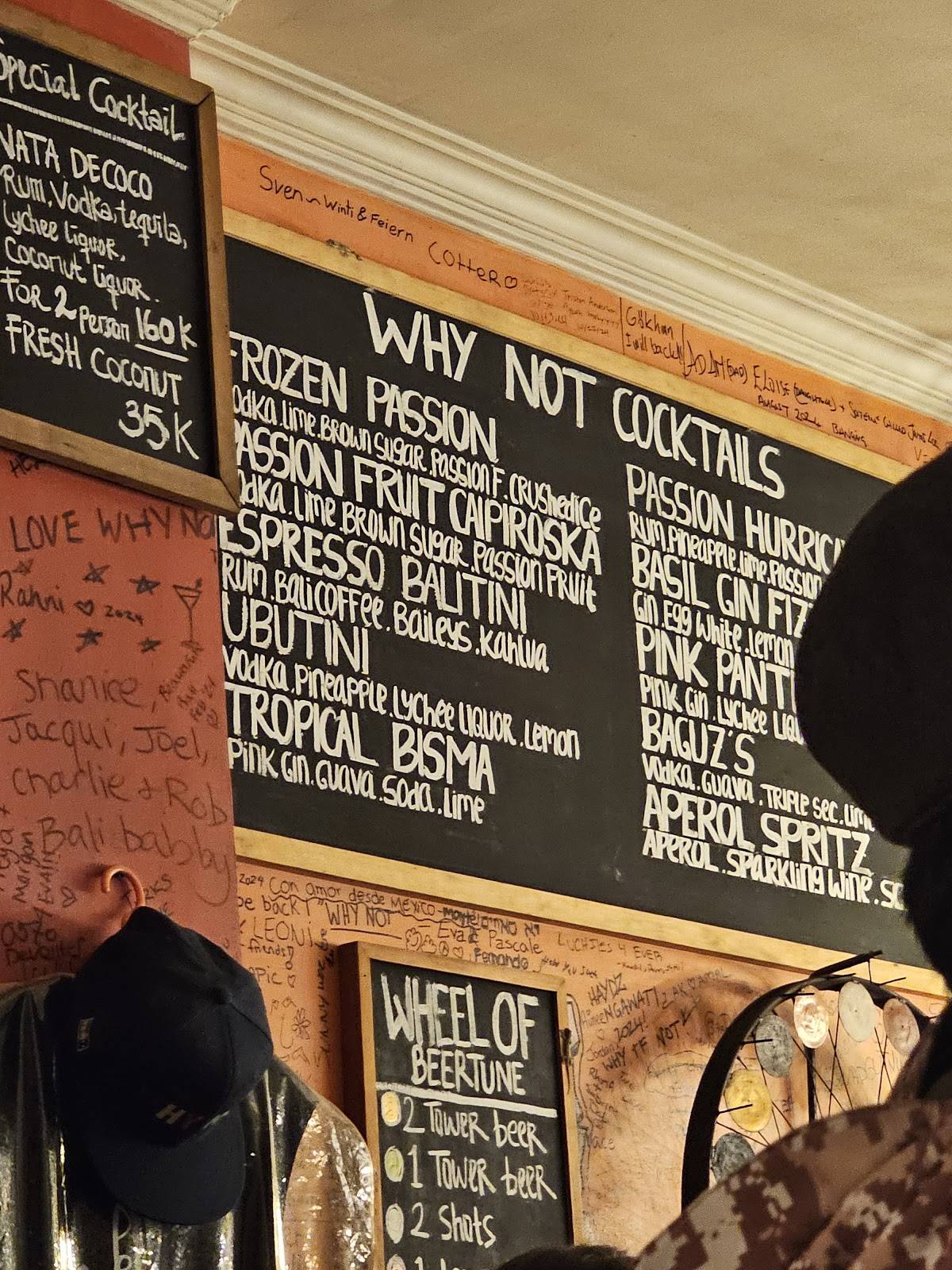 Carta de Why Not Restaurant and Bar, Ubud