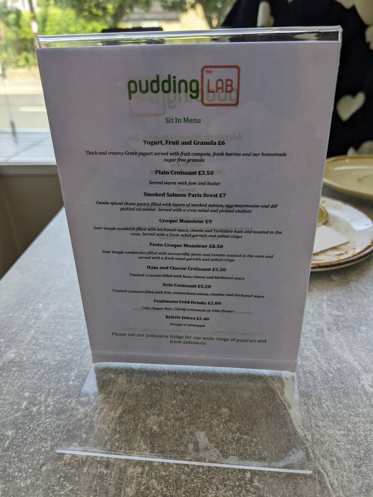 Menu at Pudding Lab cafe, Boston Spa, 154a High St