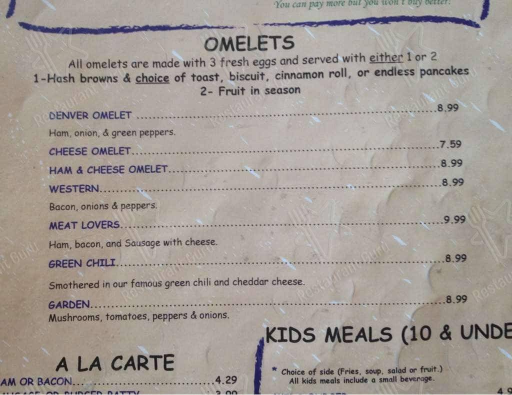 Menu at Pufferbelly Station Restaurant, Grand Junction