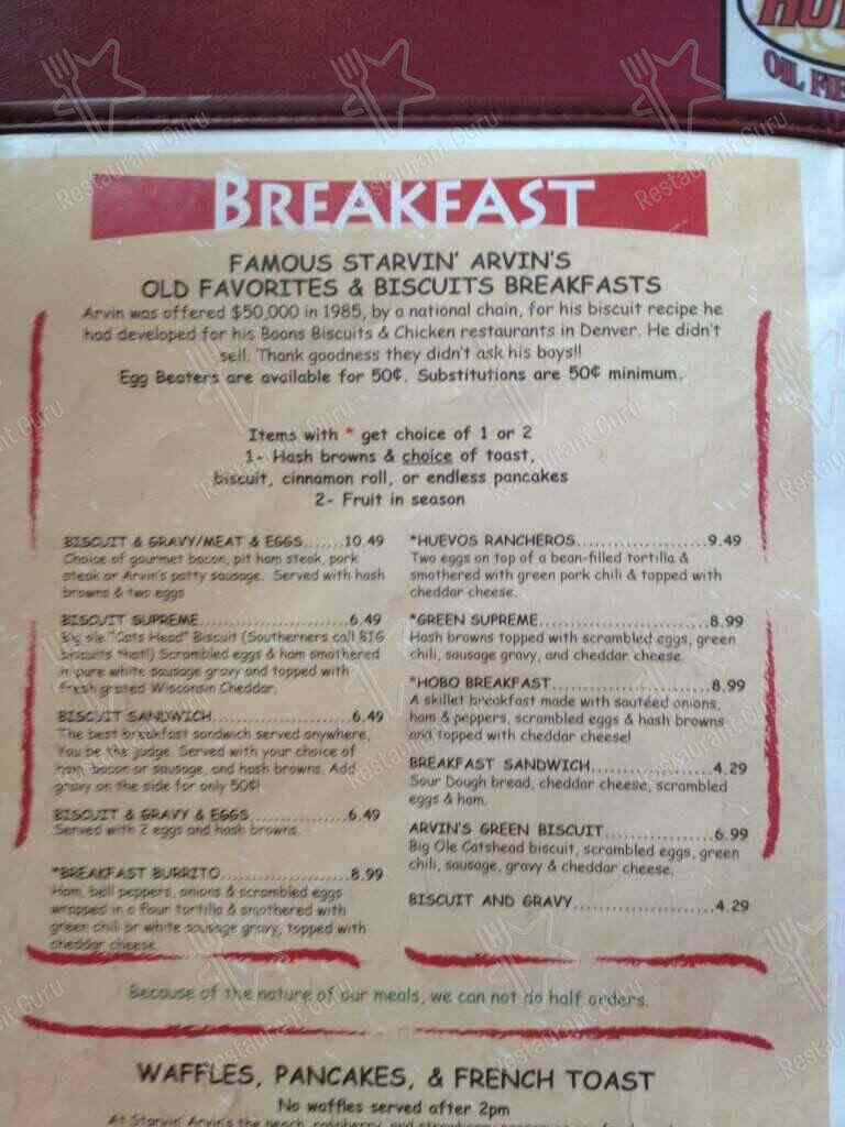 Menu at Pufferbelly Station Restaurant, Grand Junction