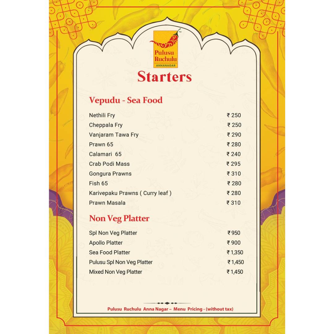 Menu at Pulusu Ruchulu - Andhra Restaurant in Anna Nagar, Chennai, 7