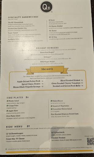 Menu at Q39 - Midtown BBQ, Kansas City