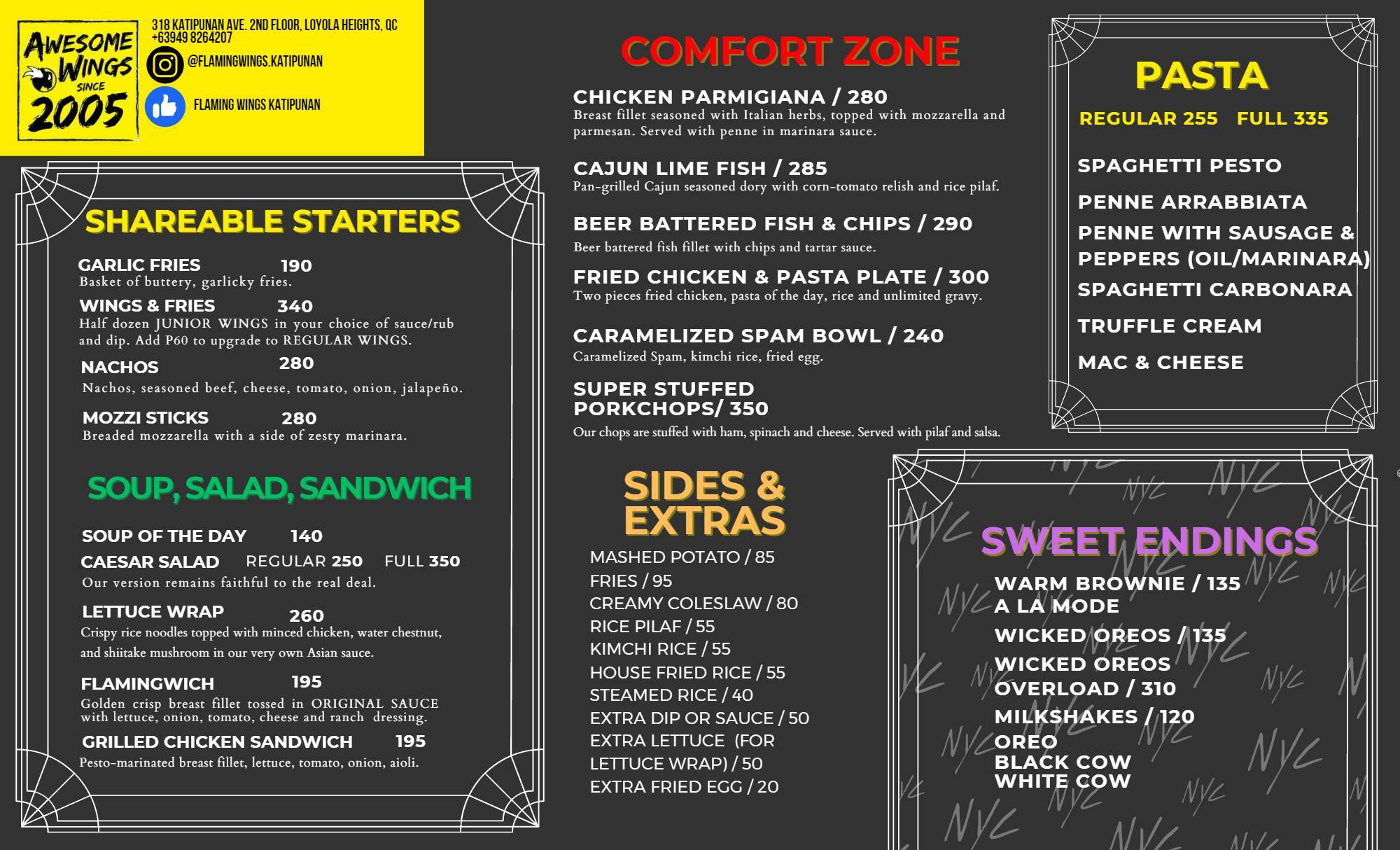 Carta de barbacoa Flaming Wings, Ciudad Quezon, 318 Katipunan Avenue