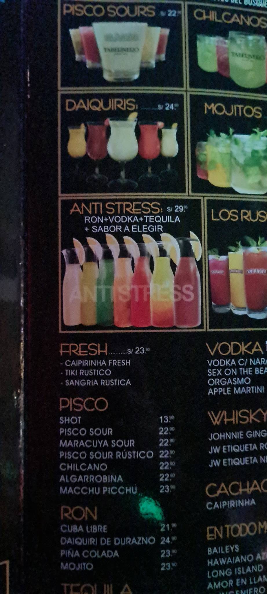 Carta del restaurante Rústica, Lima, CARRETERA CENTRAL 111 MALL ...