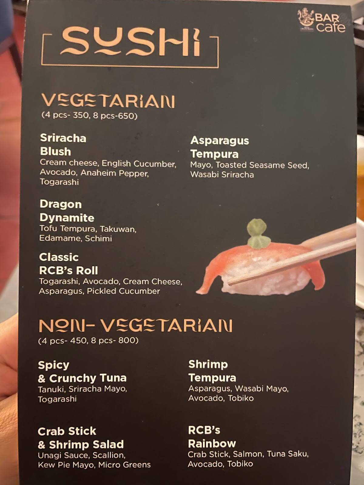 Menu at RCB Bar and Cafe, Bengaluru