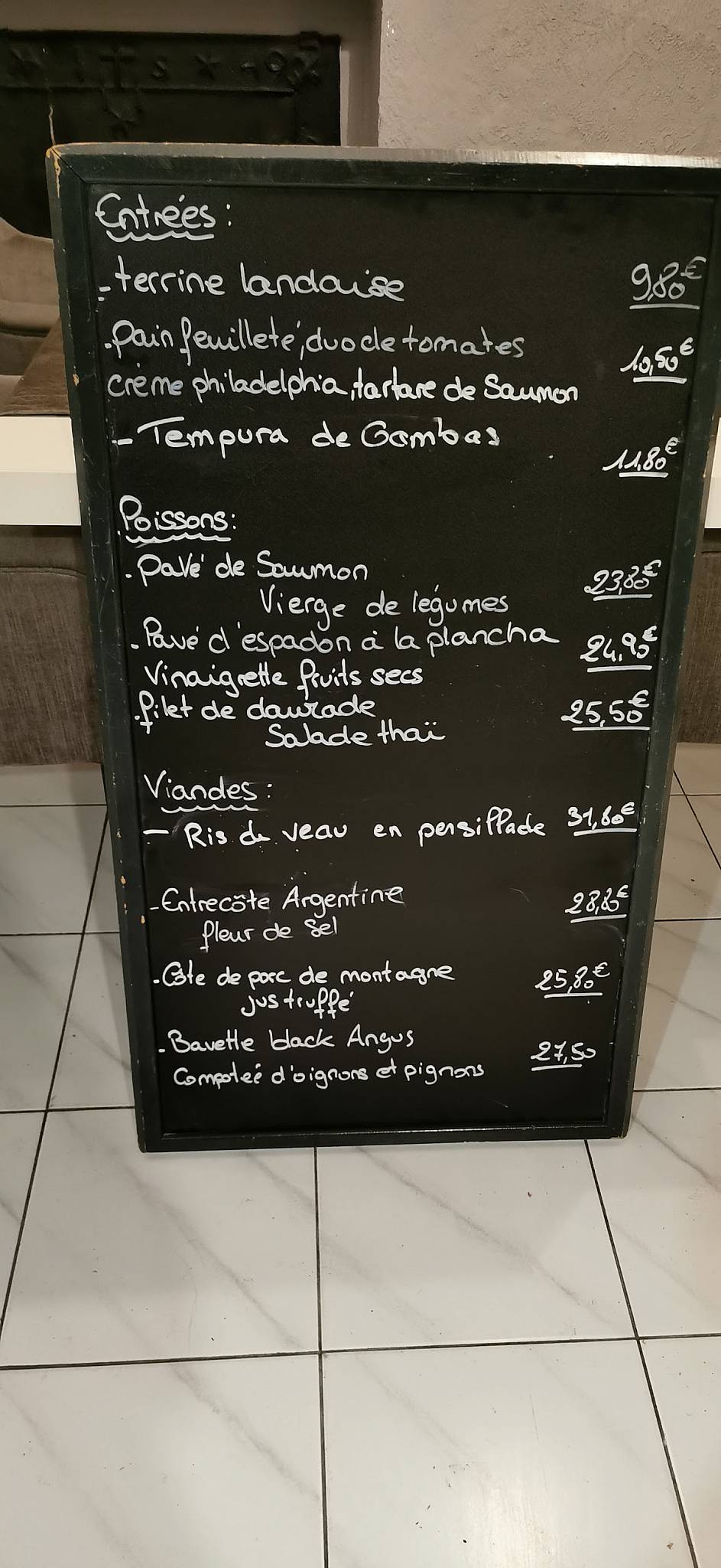 Menu au RESTAURANT LE CLOS ROMAIN, Moirans