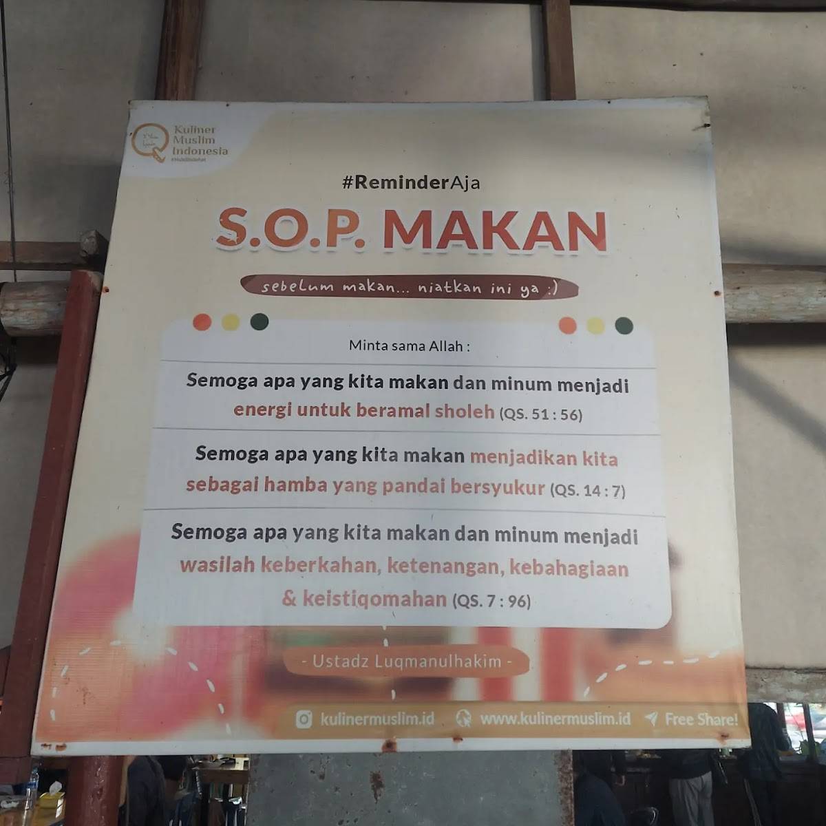 Menu at RM. Pondok Mutiara restaurant, Indonesia