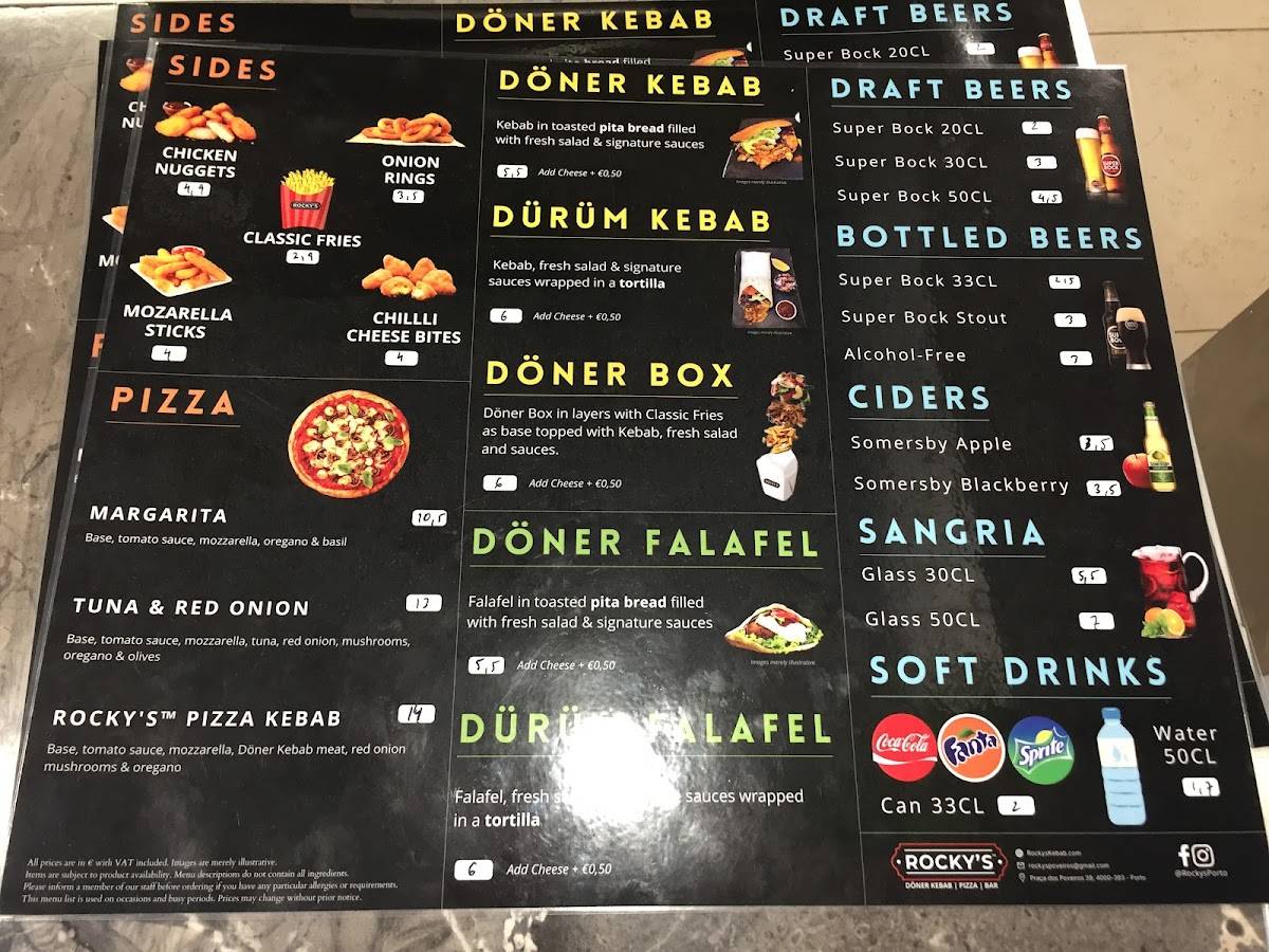 Menu em ROCKY’S Döner Kebab, Pizza & Burgers - Praça dos Poveiros ...