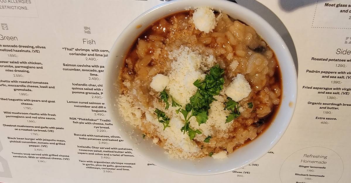 Menu at ROK restaurant, Reykjavík
