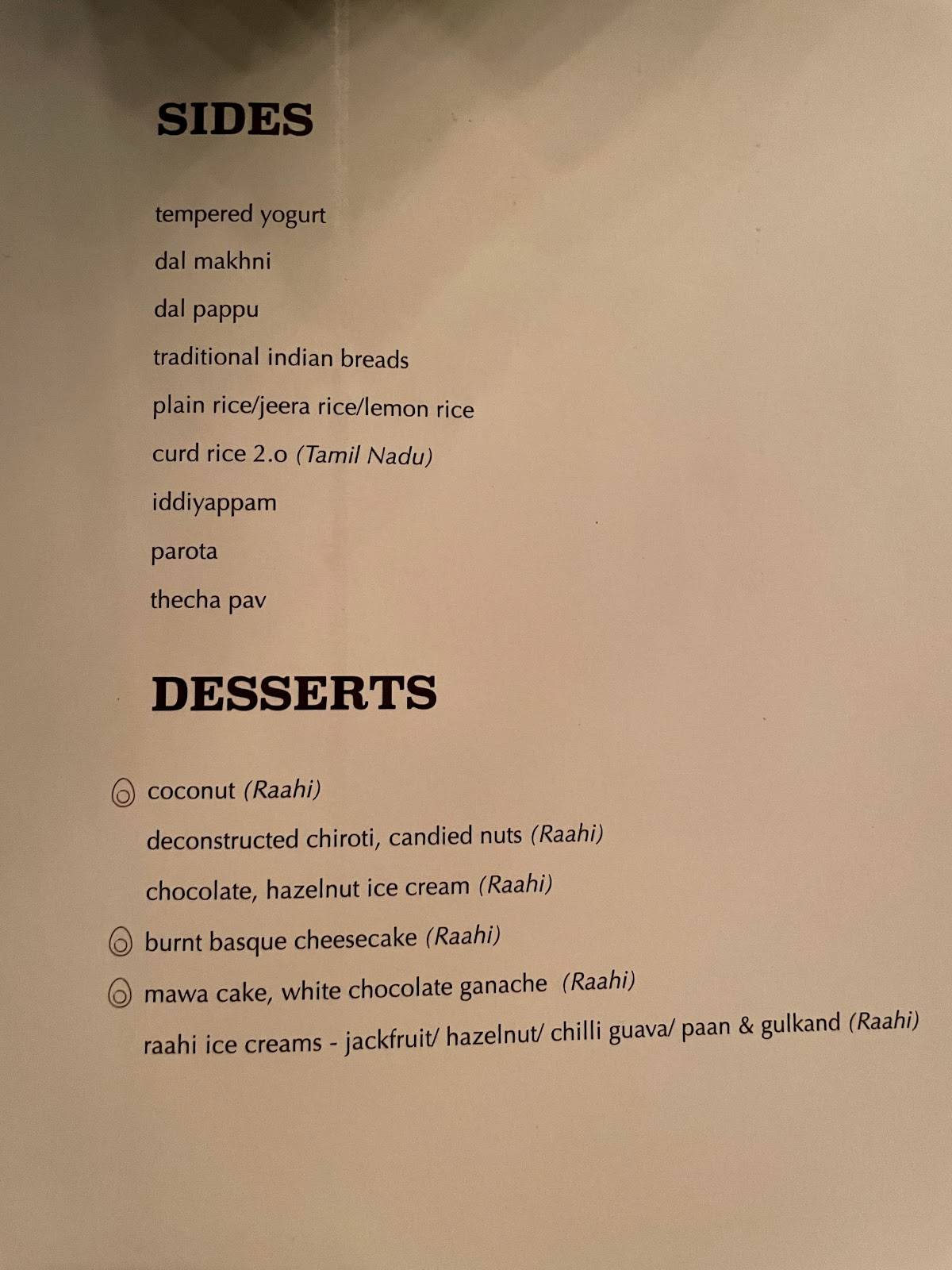 Menu at Raahi Neo Kitchen & Bar, Bengaluru