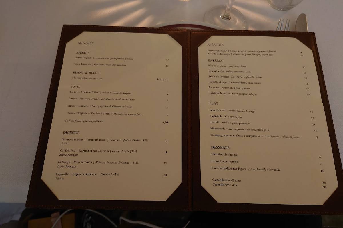 Menu at Racines restaurant, Paris, 8 Pass. des Panoramas