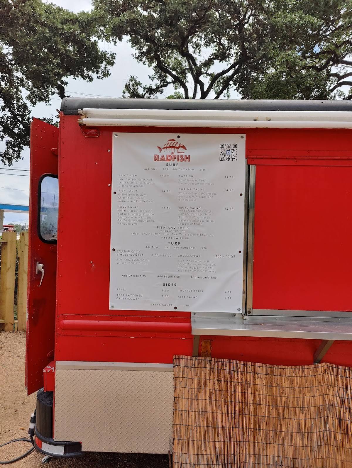 Menu at Radfish restaurant, Austin