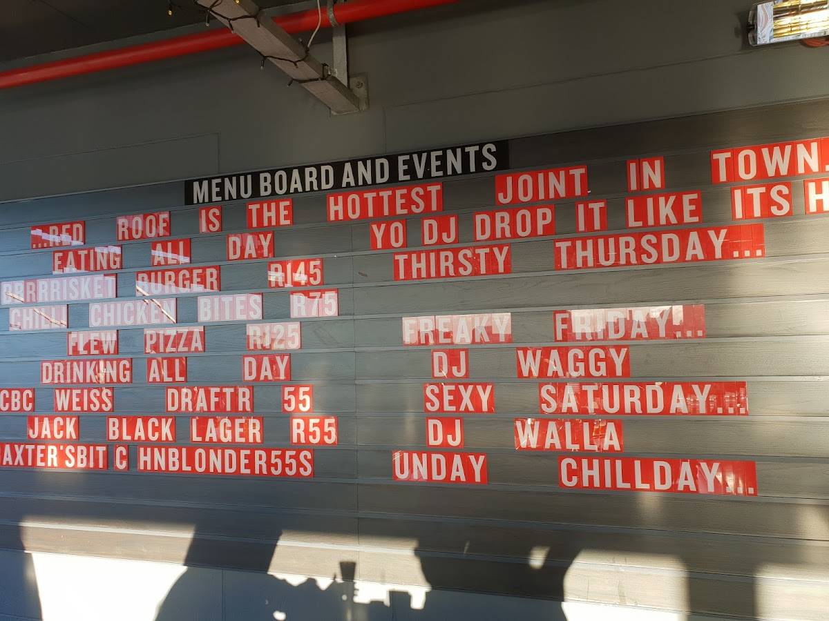 Menu at Radisson RED Cape Town - RED Rooftop pub & bar, Cape Town