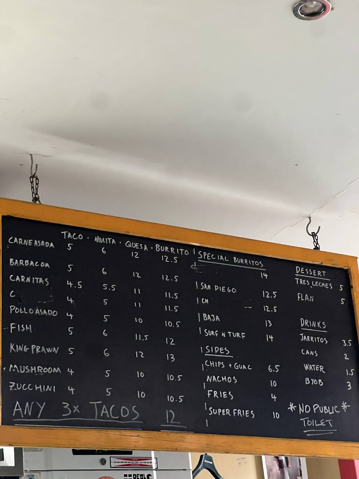 Menu at Rafa's restaurant, Glasgow