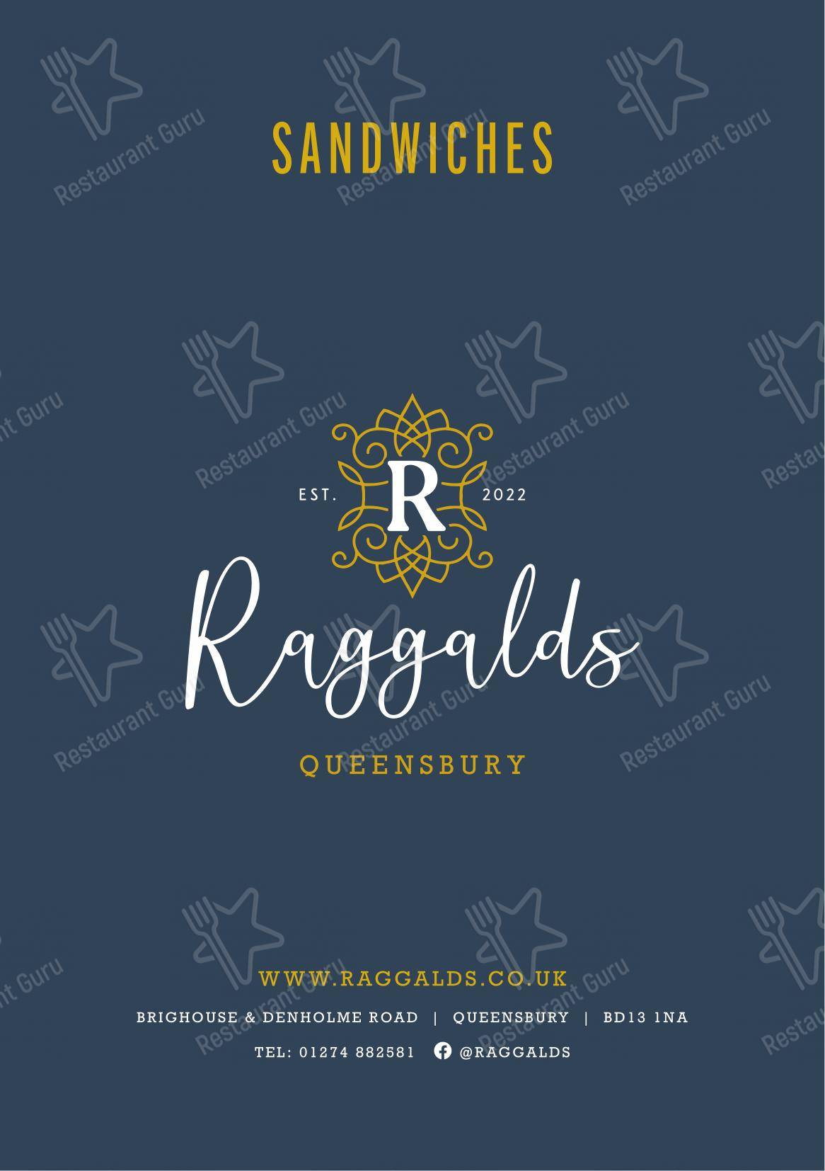 Menu at Raggalds pub & bar, Bradford, Brighouse and Denholme Rd