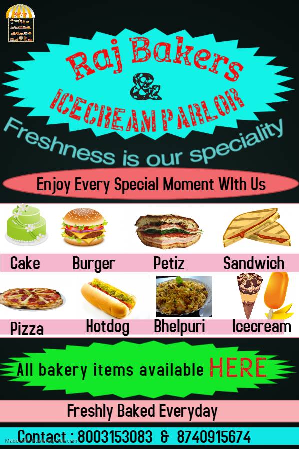 Menu at Raj bakery and cake shop in niwaru,jhotwara, Jaipur