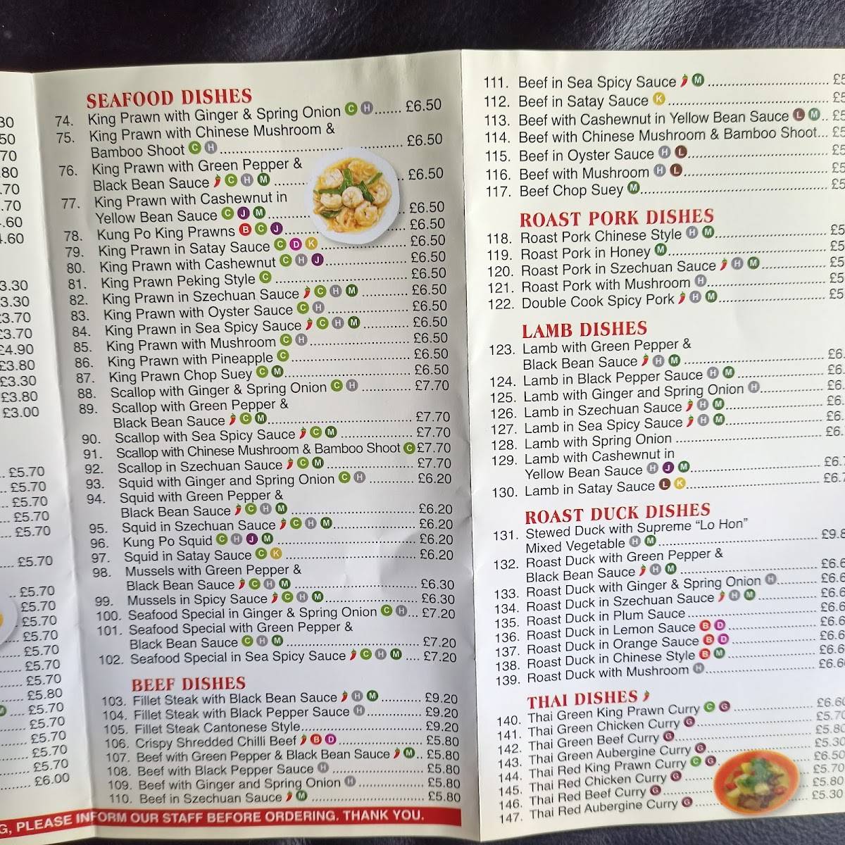 Menu at Golden Fortune restaurant, Ramsgate