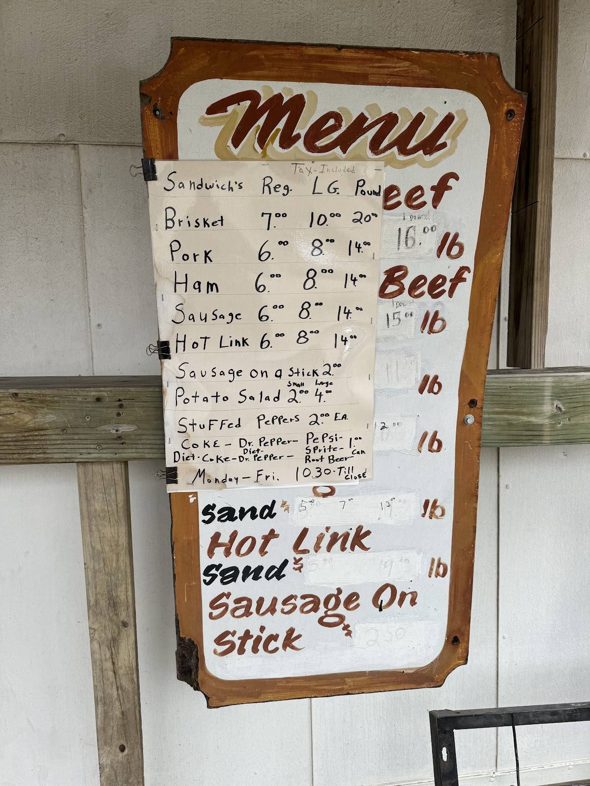 Menu at Randy's Bar B Q, Denison