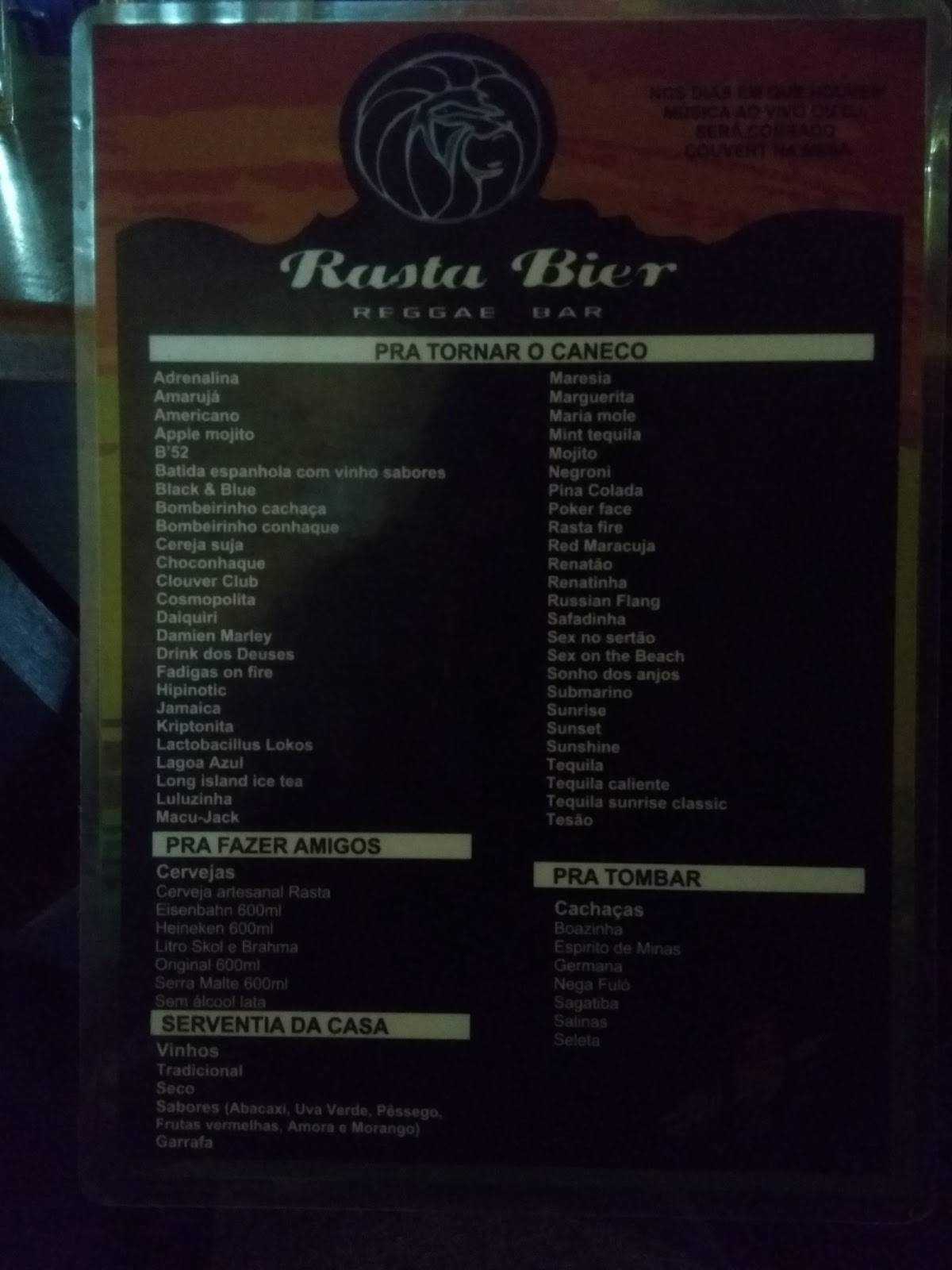 Menu em Rastabier Reggae Bar, São Paulo