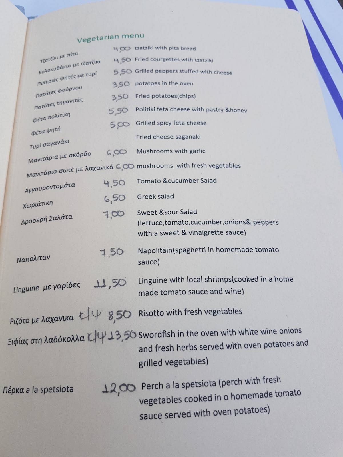 Menu at Ratatouille Restaurant, Troulos