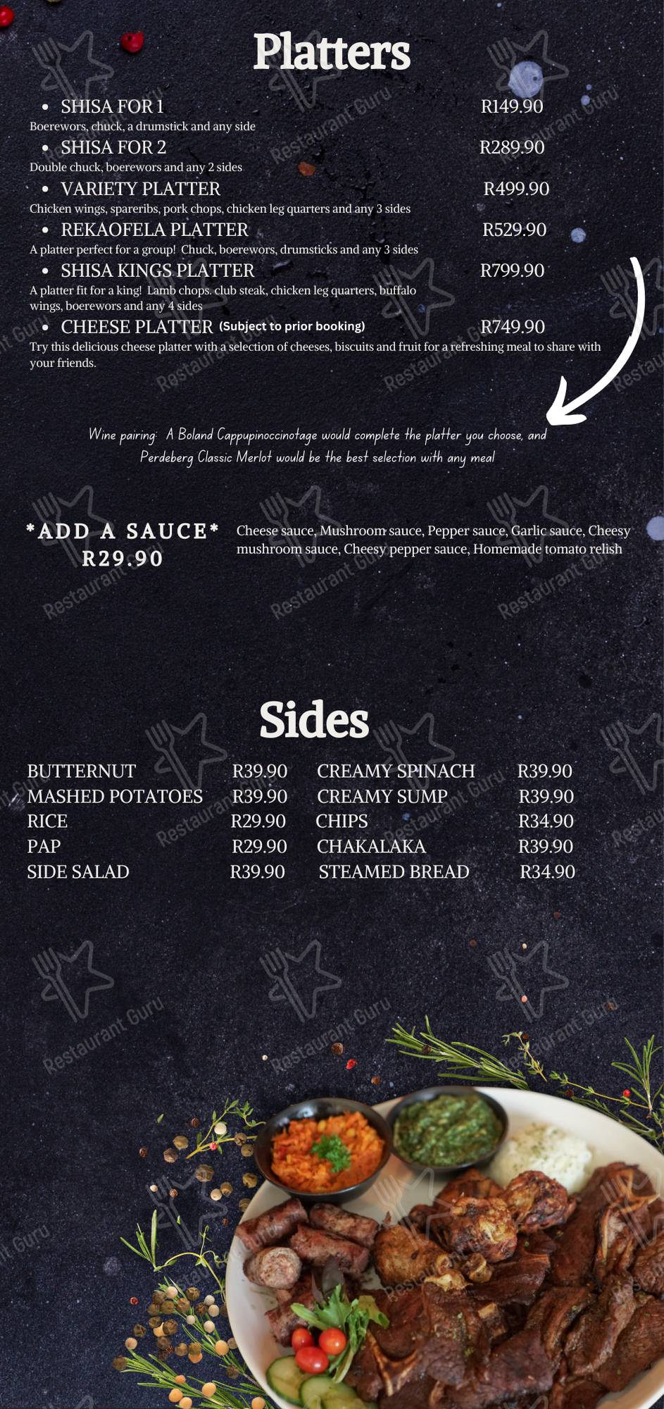 Menu at Re kaofela African cuisine restaurant, Klerksdorp