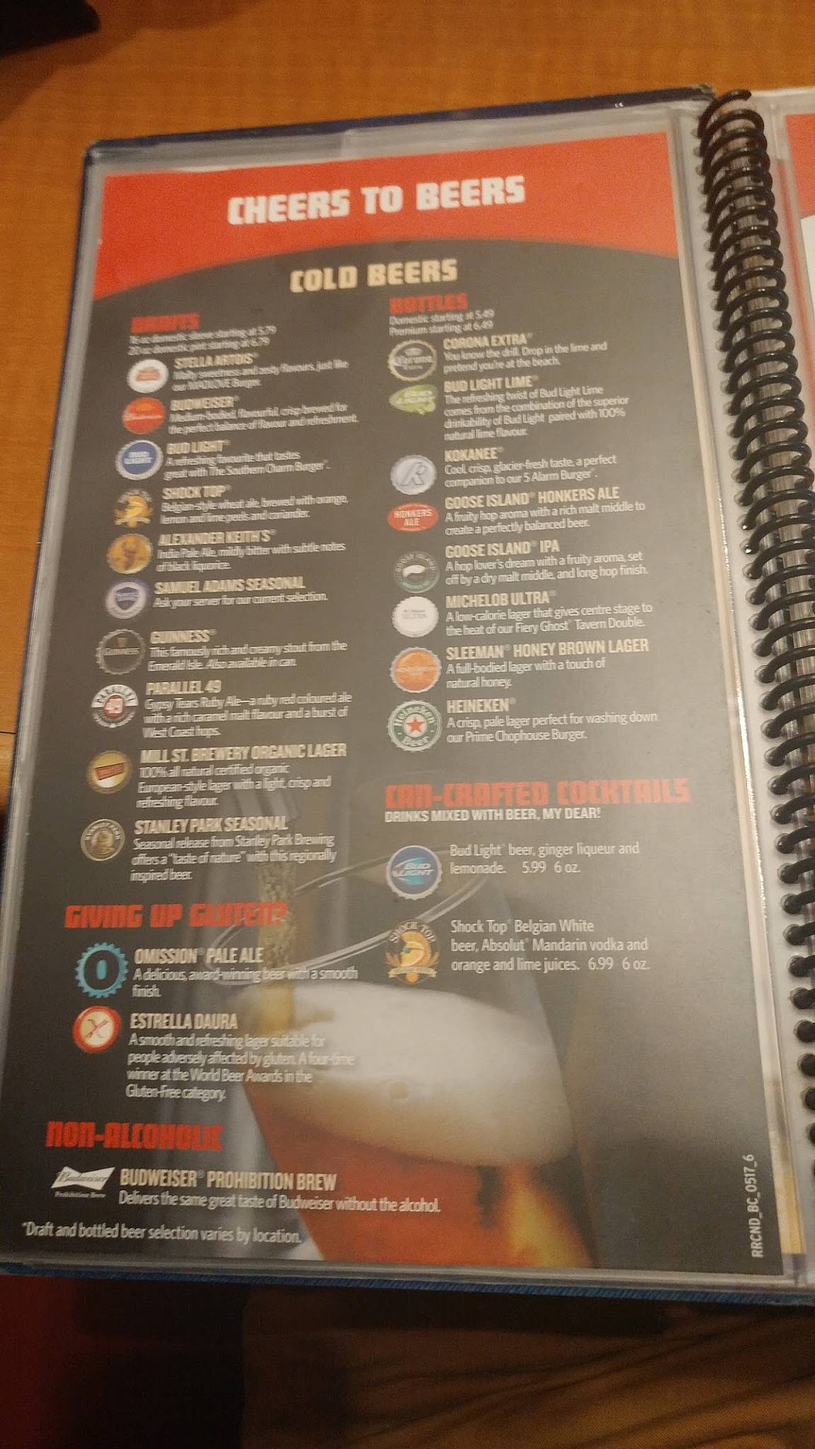 Menu at Red Robin Gourmet Burgers and Brews restaurant, Abbotsford
