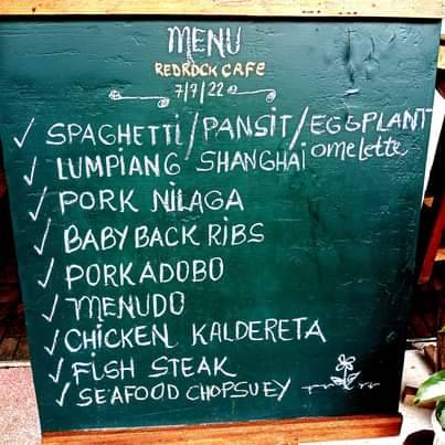 Menu at Red Rock Coron Snack House restaurant, Coron