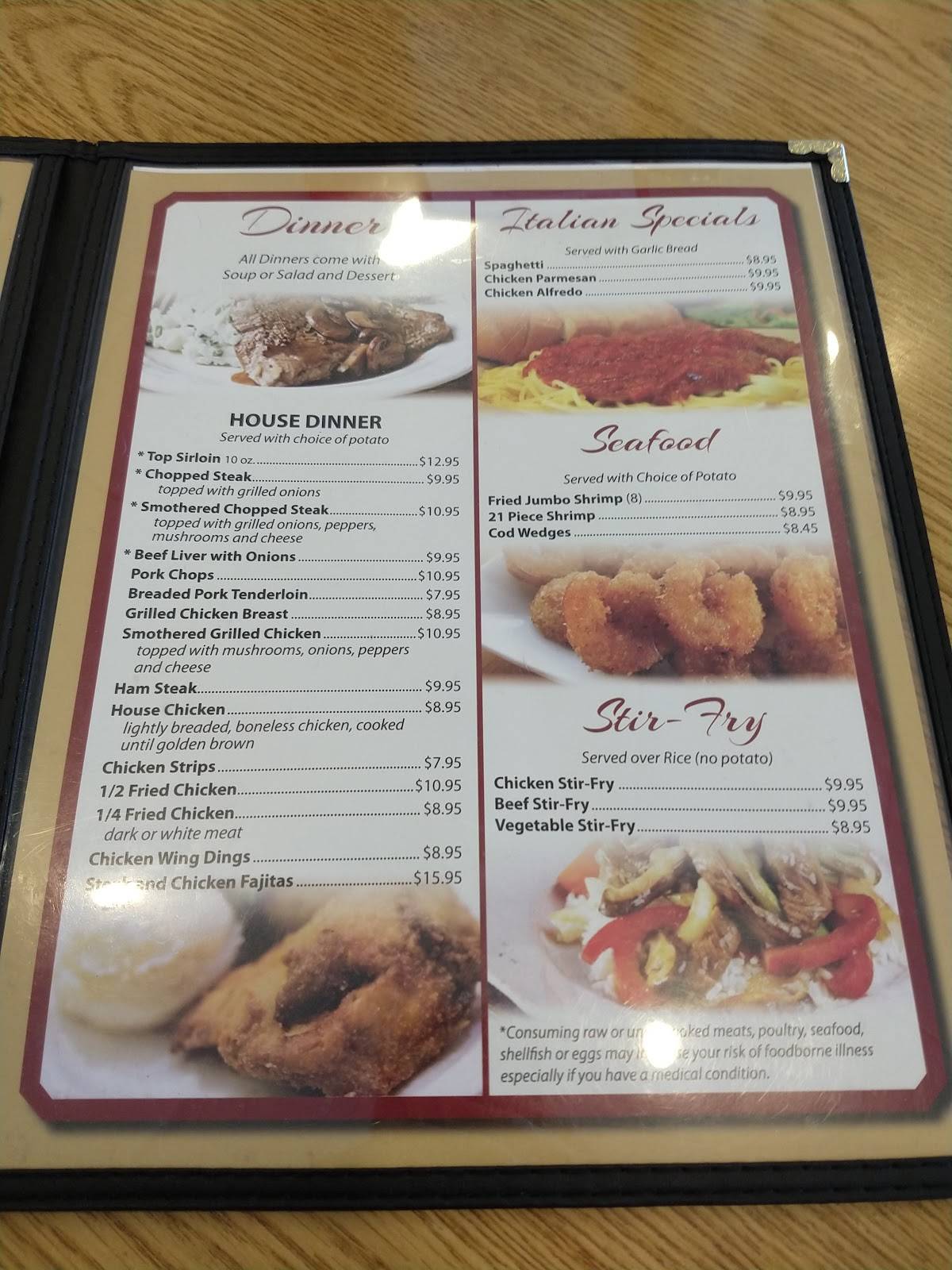 Menu at Red Roof Diner restaurant, Peosta