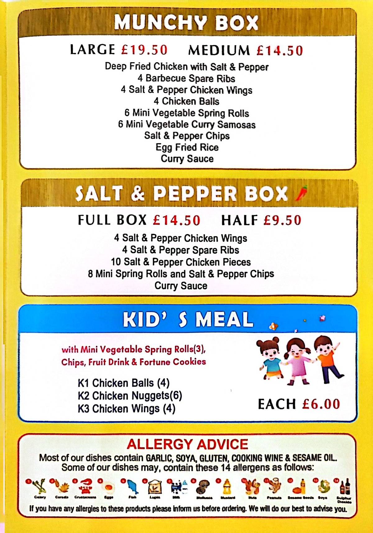 Menu at Red Seasons Chinese Takeaway fast food, Wakefield