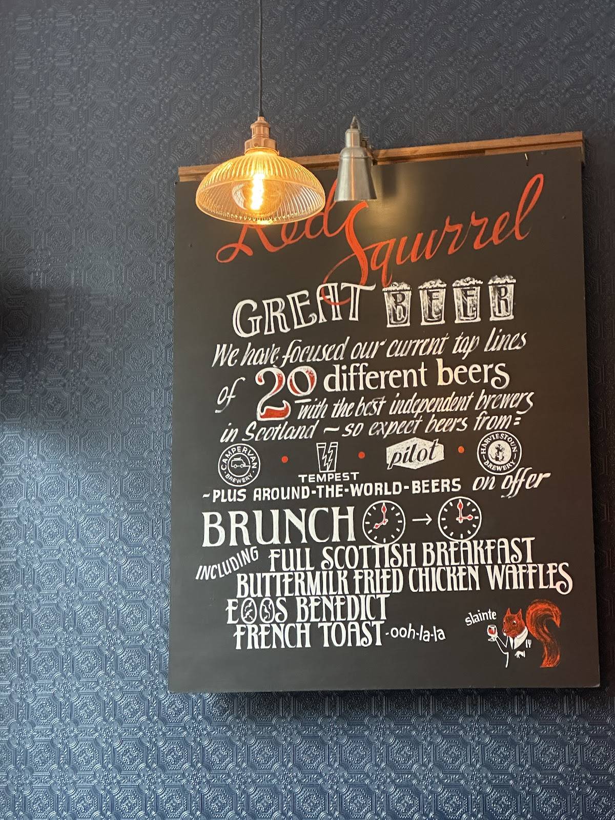 Menu at Red Squirrel pub & bar, Edinburgh