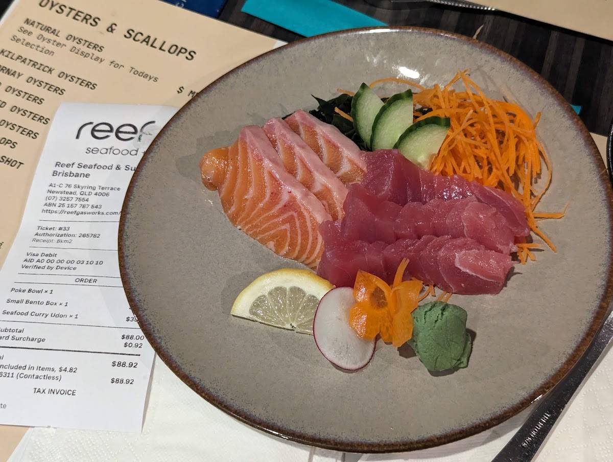 Menu at Reef Seafood & Sushi Brisbane restaurant, Newstead