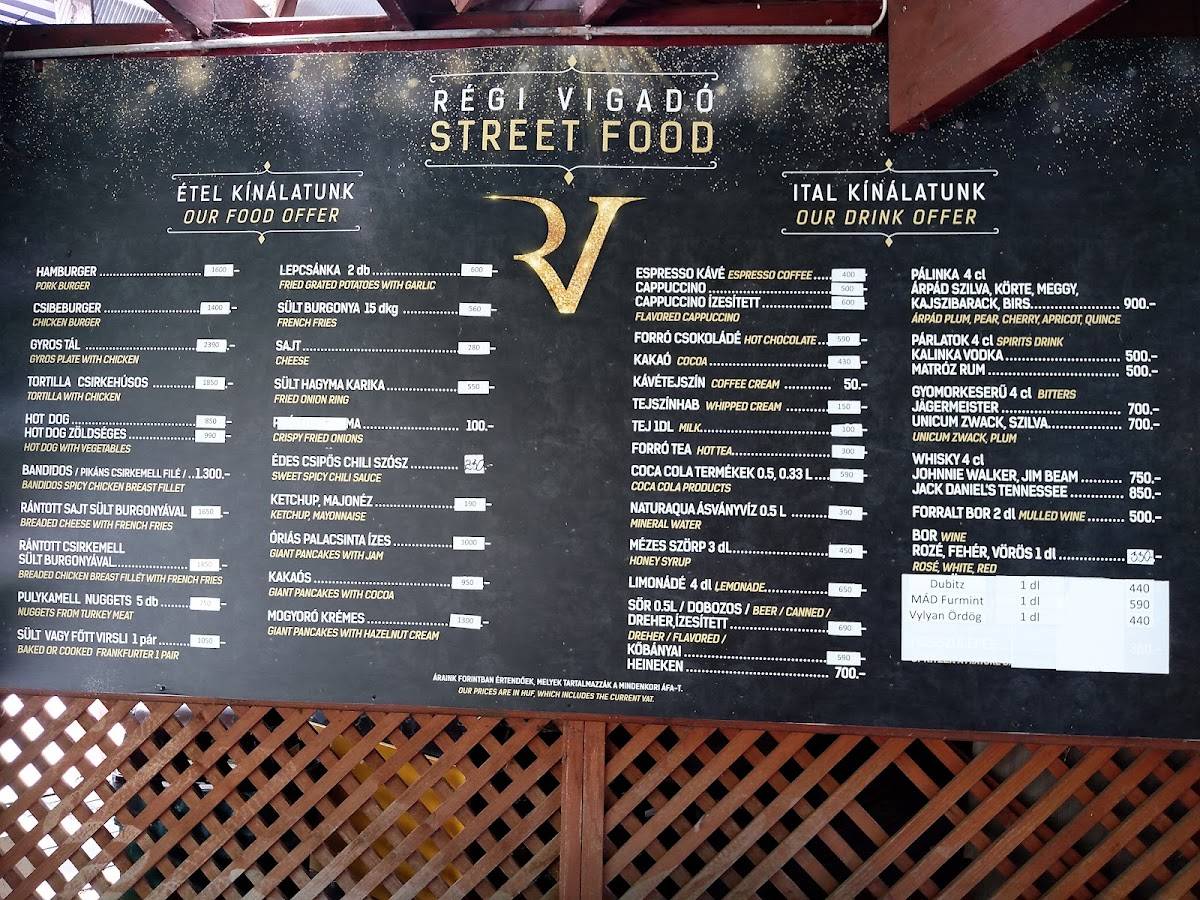Menu at Régi Vigadó Street Food restaurant, Debrecen