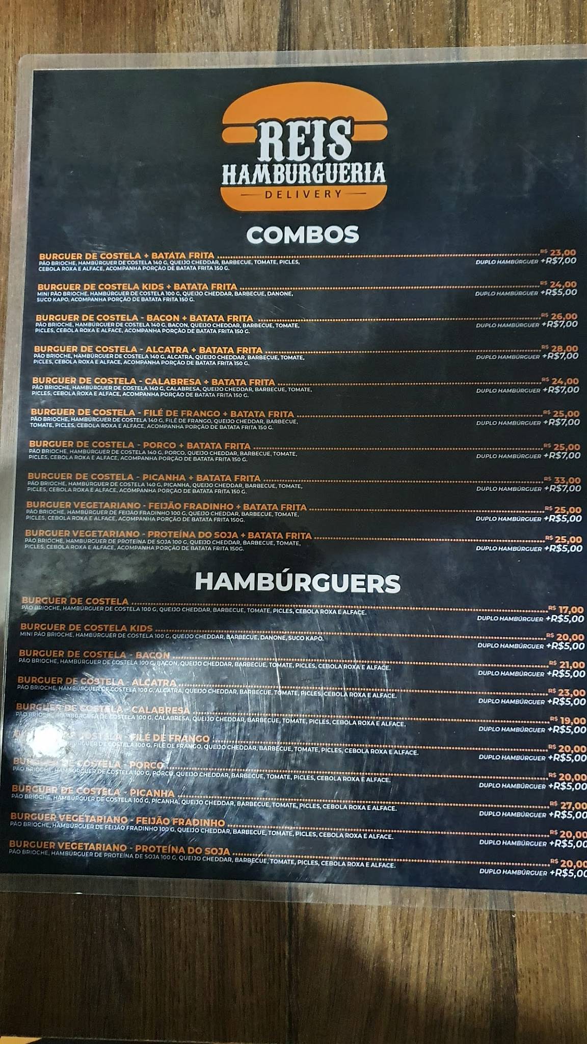 Menu em Reis Hambúrgueria restaurante, Marialva