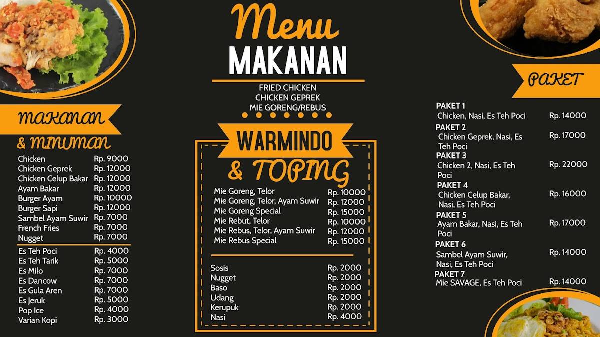 Menu at Ren Chick restaurant, Patimban