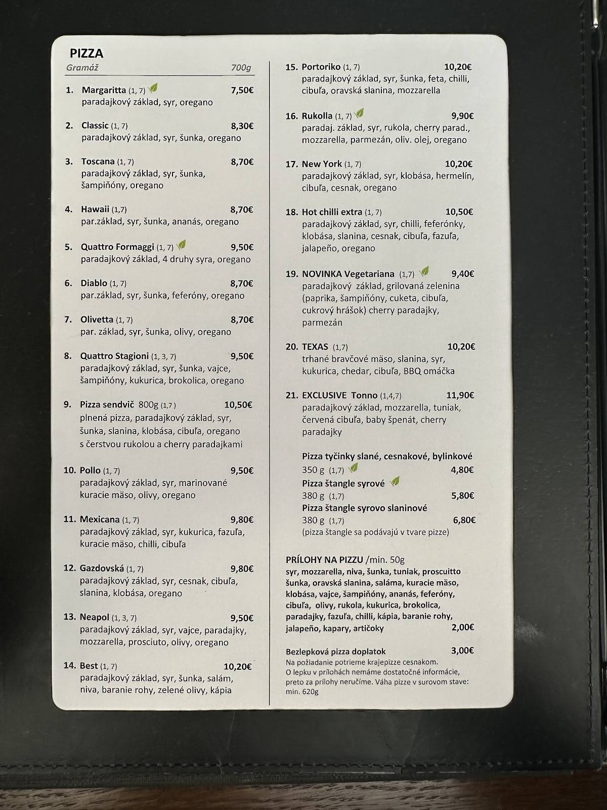 Menu at Reštaurácia Áčko restaurant, Šurany