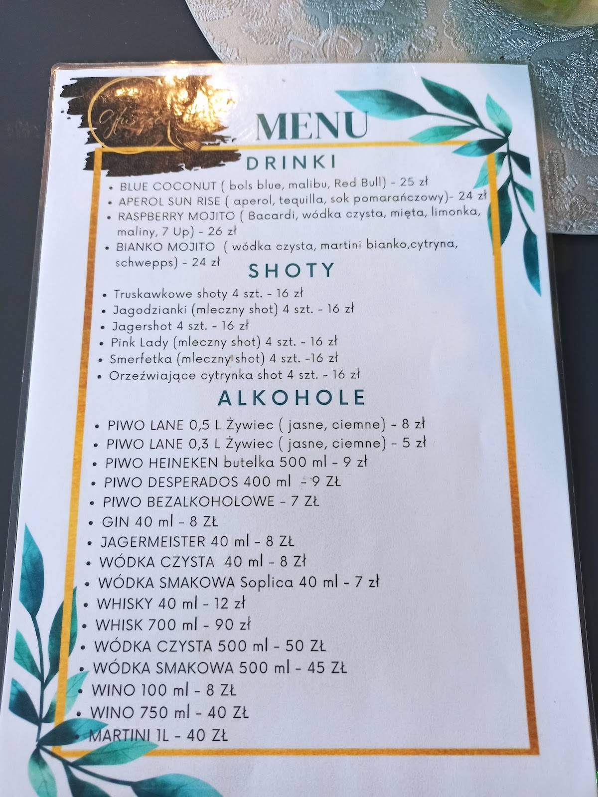 Menu at Restauracja Głuszec restaurant, Gluszyca