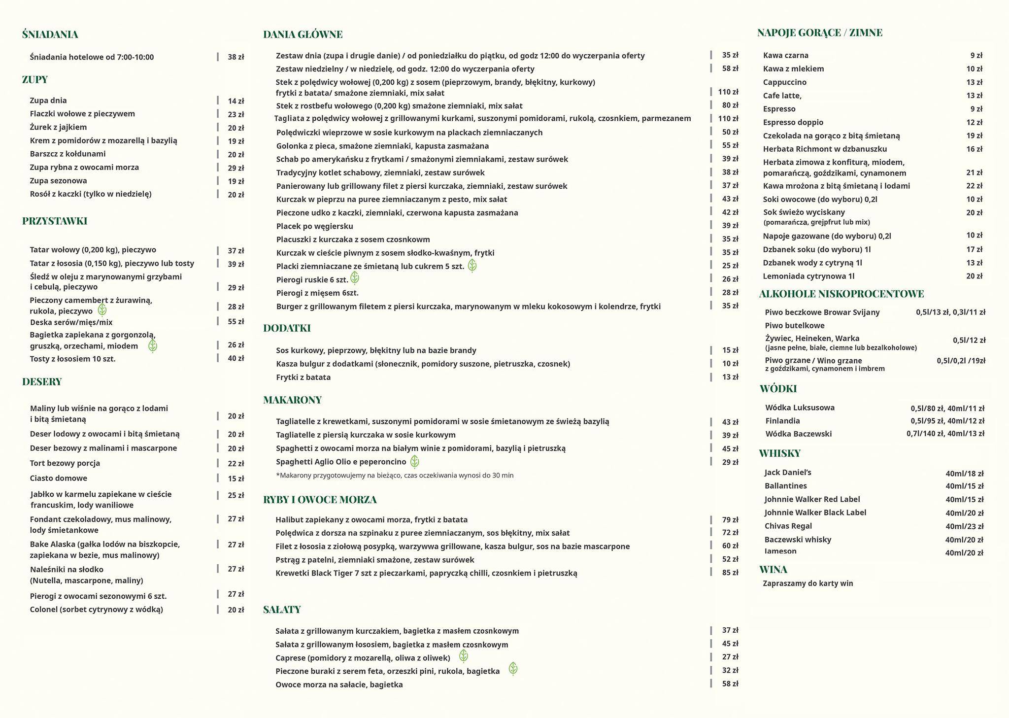 Menu at Restauracja & Hotel Retro restaurant, Zielona Gora
