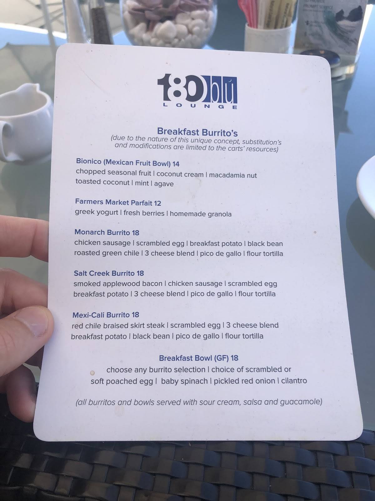Menu at 180blũ restaurant, Dana Point, 1 Ritz Carlton Dr