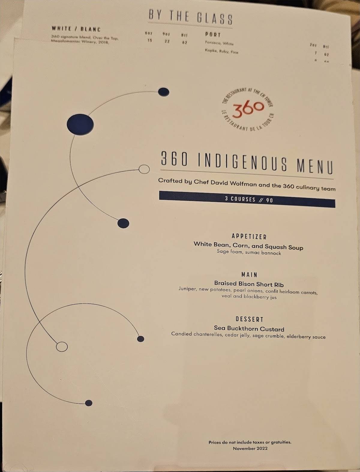 Menu at 360 The Restaurant at the CN Tower, Toronto