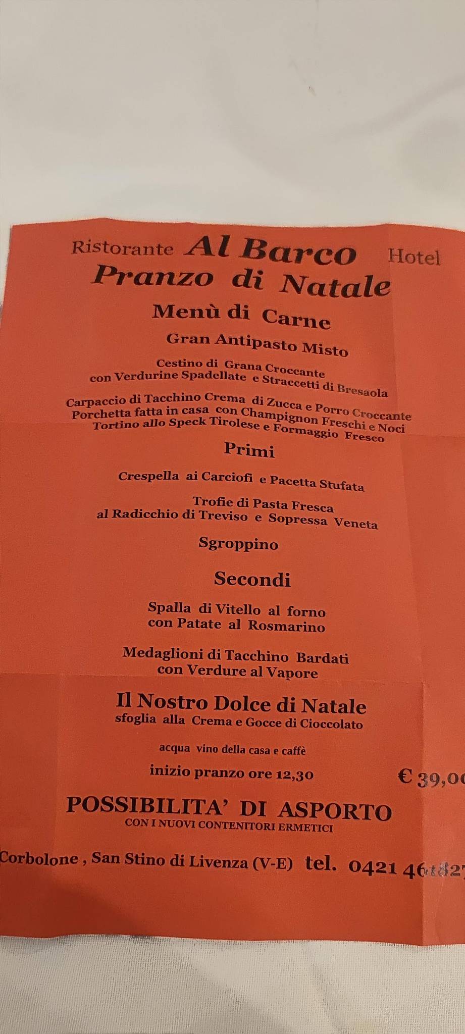 Speisekarte von Pizzeria Ristorante Al Barco, Corbolone