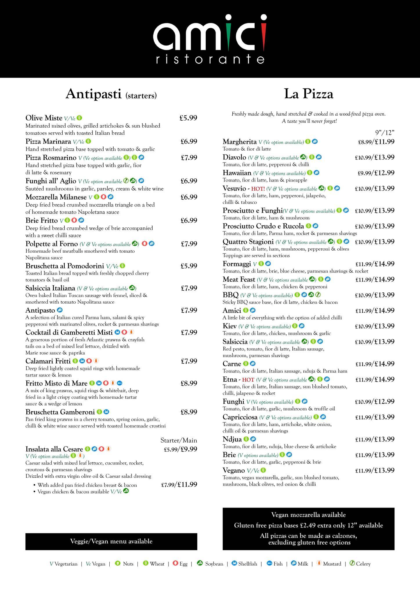 Menu at Amici Ristorante, Keighley restaurant, Keighley