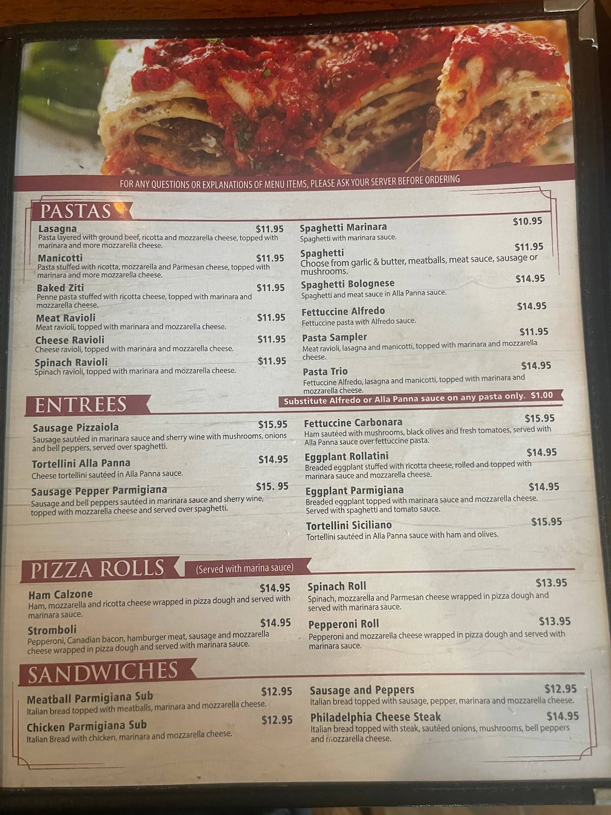 Menu at Anthony's Italian Restaurant, Fort Smith